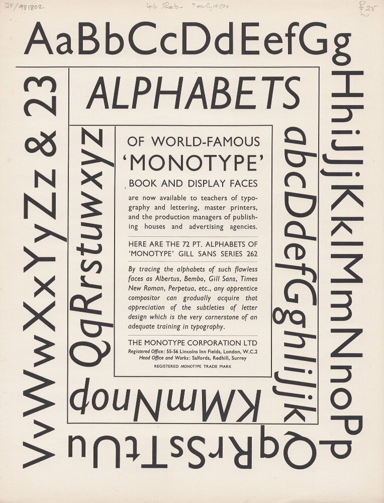 Famous Monotype type faces - Type Specimen Downloads - Letter Library