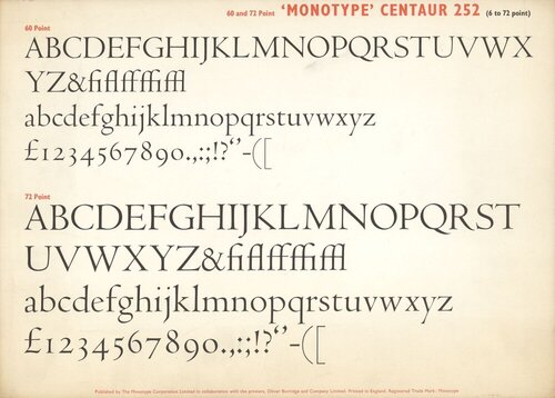 Monotype Centaur - Type Specimen Downloads - Letter Library
